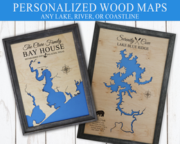 3D Wood Lake Maps for Lake House Decor | Waypoint Maps